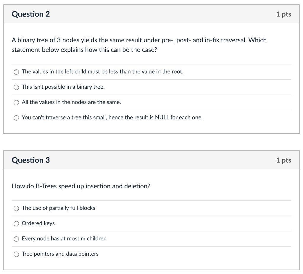 Solved A binary tree of 3 nodes yields the same result under | Chegg.com