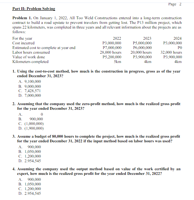 Part II: Problem Solving Problem 1. On January 1, | Chegg.com