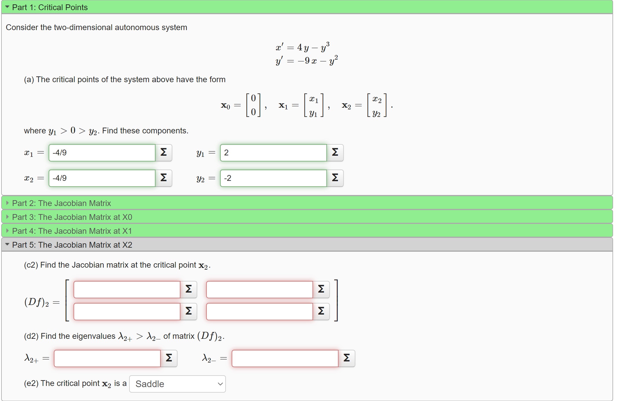 Solved Consider the two-dimensional autonomous system | Chegg.com