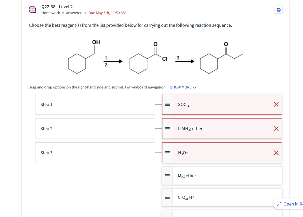 Solved Choose the best reagent(s) from the list provided | Chegg.com