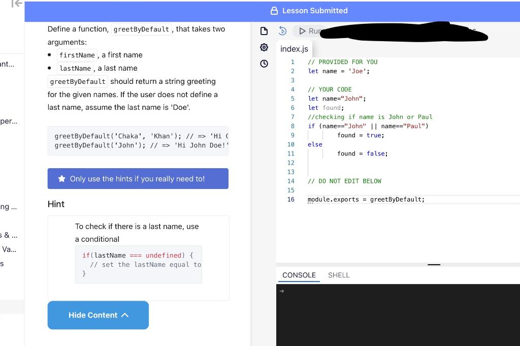 Solved Lesson Submitted L D Rur ant... Define a function, | Chegg.com