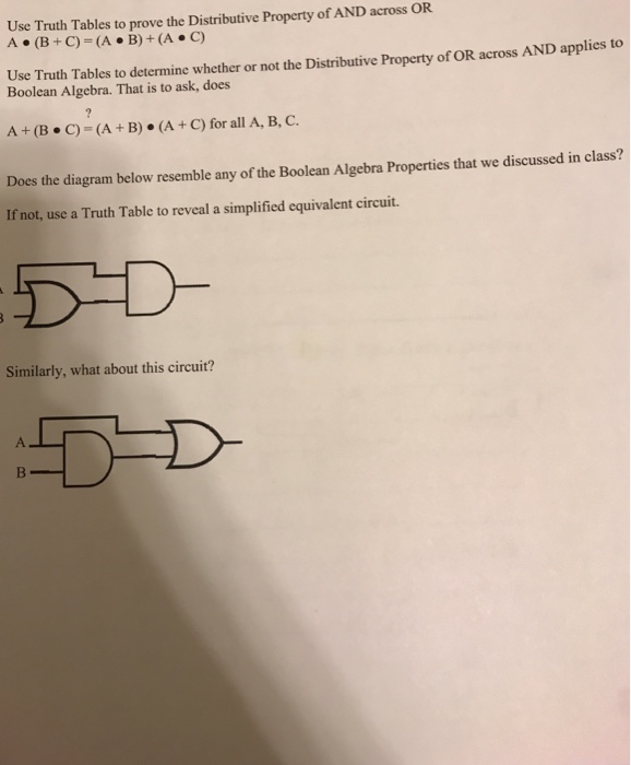 Solved Use Truth Tables to prove the Distributive Property | Chegg.com