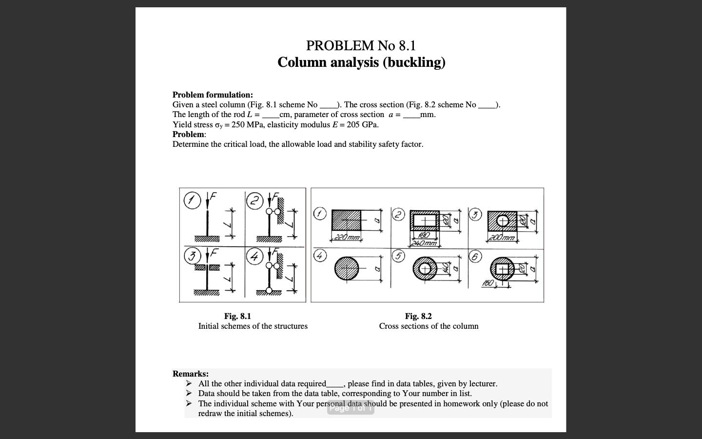 Solved PROBLEM No 8.1 Column analysis (buckling) ). Problem | Chegg.com
