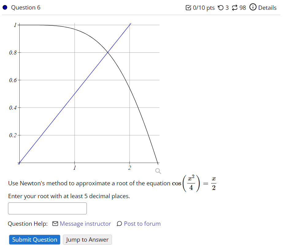 Solved Question 6区 010 ﻿pts398detailsuse Newtons Method To 