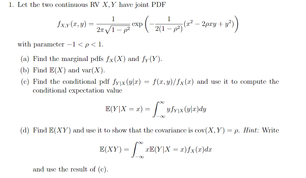 Solved 1. Let the two continuous RV X,Y have joint PDF | Chegg.com