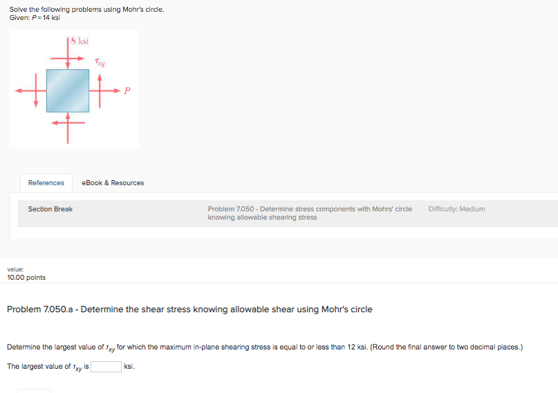 Solved Solve the following problems using Mohr's circle. | Chegg.com