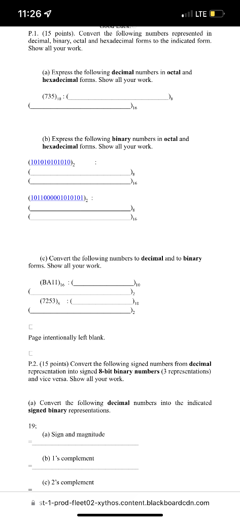 Solved P.1. (15 points). Convert the following numbers | Chegg.com