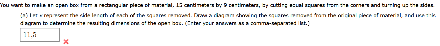 Solved You want to make an open box from a rectangular piece | Chegg.com