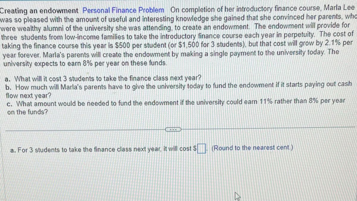 Solved Creating an endowment Personal Finance Problem On | Chegg.com