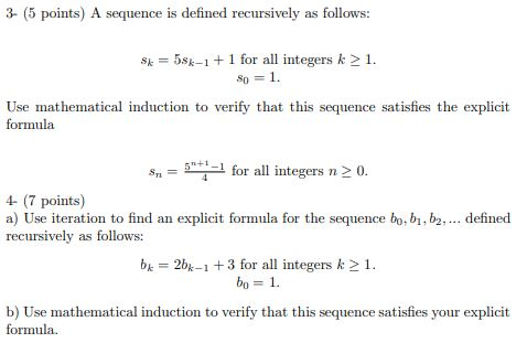 Solved 1.A sequence is defined recursively as follows: sk = | Chegg.com
