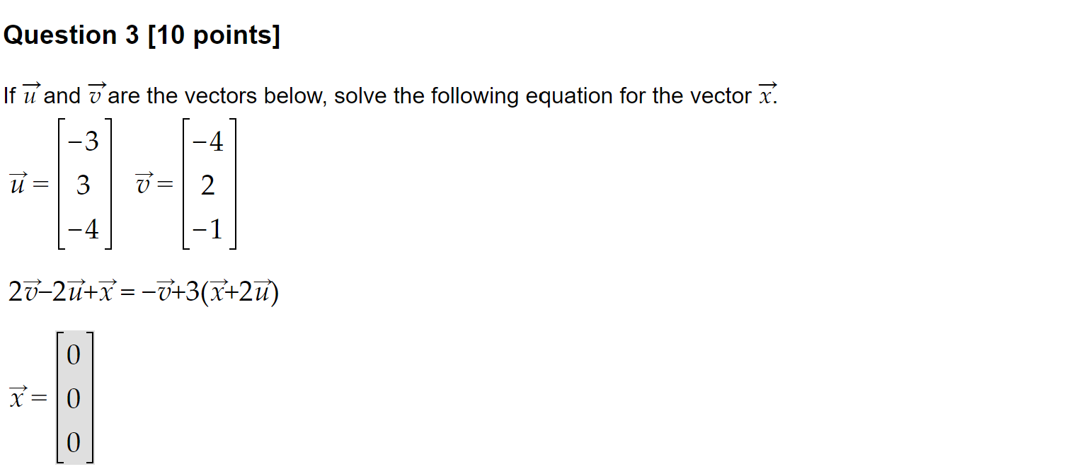 Solved If u and v are the vectors below, solve the following | Chegg.com