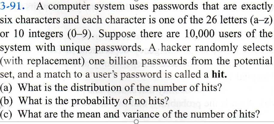 Solved 3-91. A computer system uses passwords that are | Chegg.com