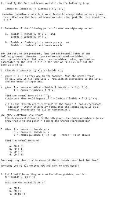 Solved 0. Identify the free and bound variables in the | Chegg.com