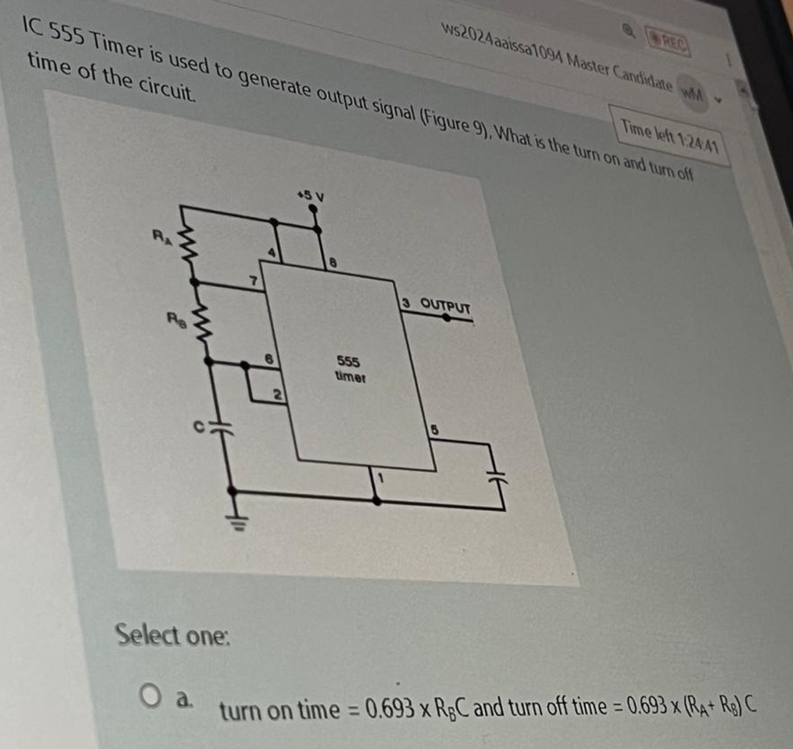 Solved IC 555 ﻿Timer is used to generate output signal | Chegg.com