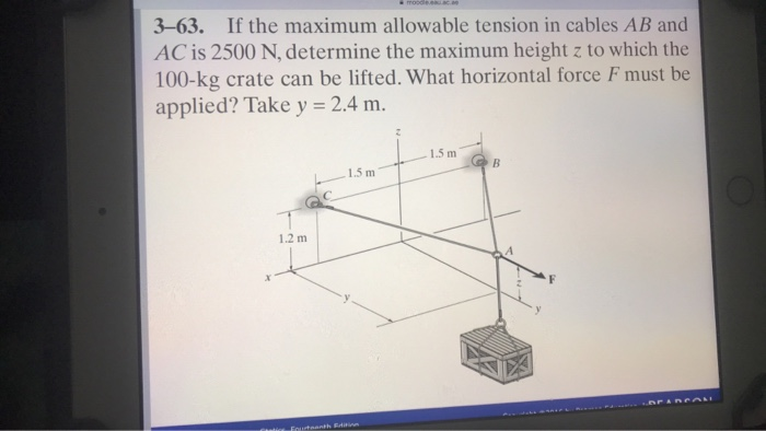Solved 3-63. If the maximum allowable tension in cables AB | Chegg.com