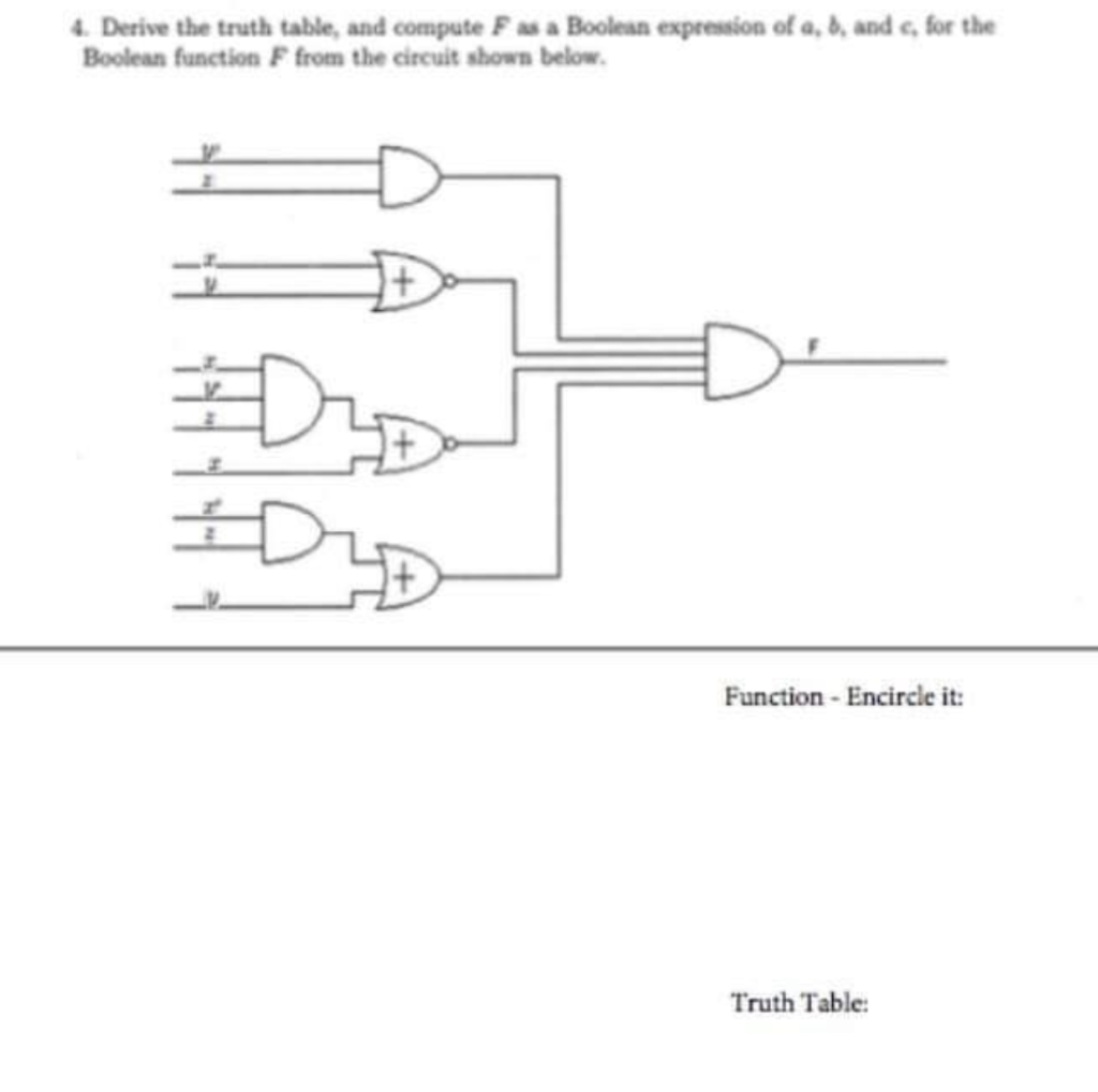 Solved 4 Derive The Truth Table And Compute F As A Boolean