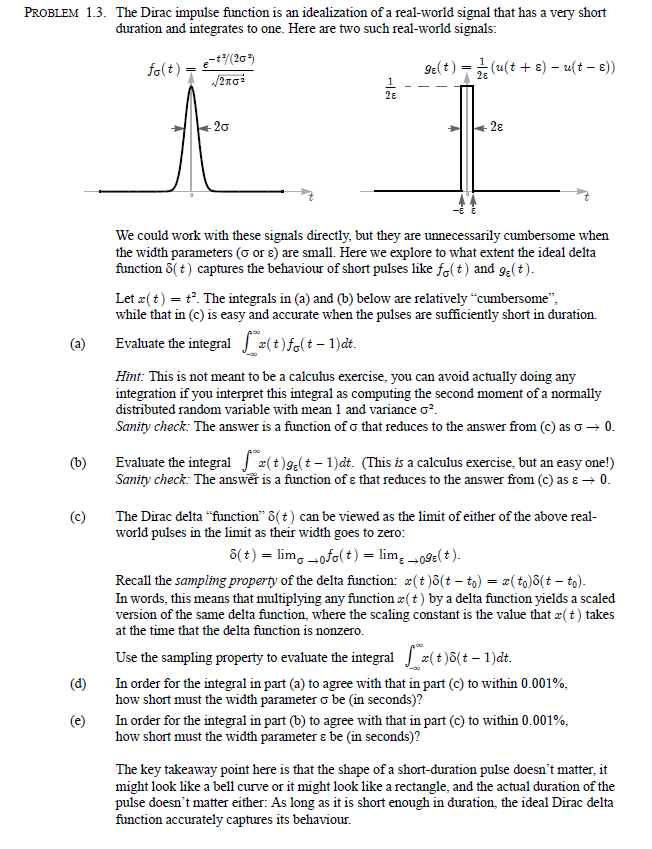Solved PROBLEM 13. The Dirac impulse function is an | Chegg.com