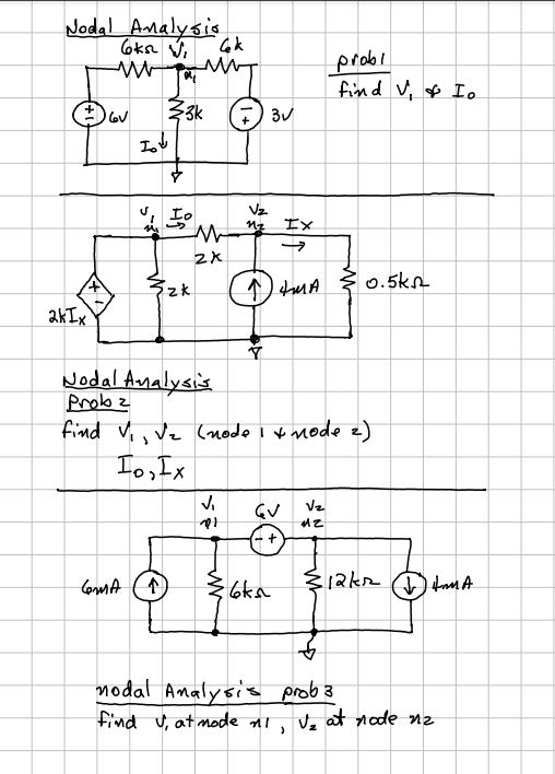Solved probl find V1&I0 Nodal Analysi prok 2 find V1,V2 | Chegg.com