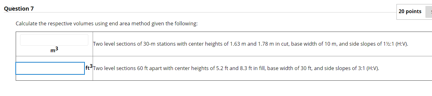 Solved Question 7 20 points Calculate the respective volumes | Chegg.com