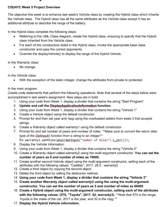 CIS247C Week 5 Project Overview The objective this | Chegg.com