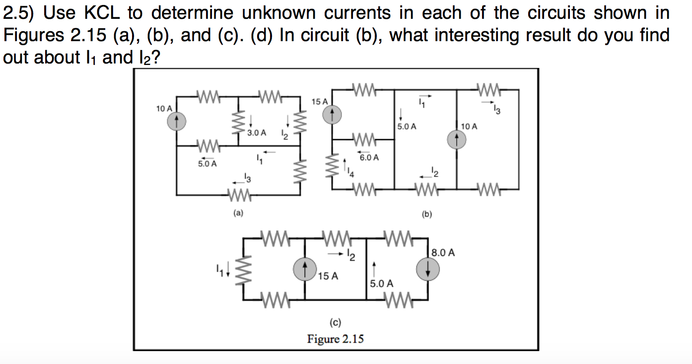 Solved 2.5) Use KCL to determine unknown currents in each of | Chegg.com