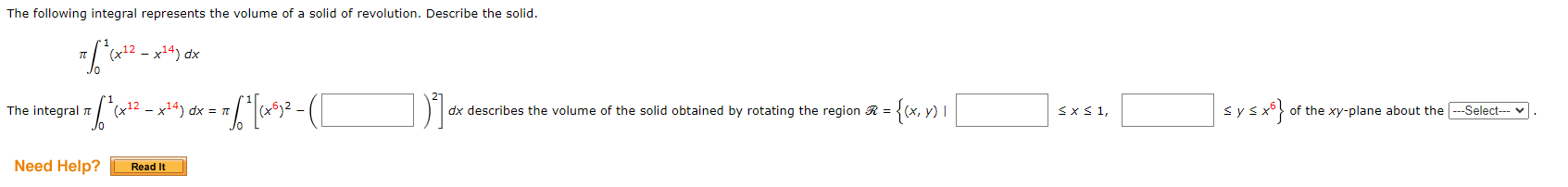 [Solved]: The following integral represents the volume of