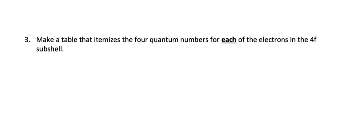 Solved 3. Make a table that itemizes the four quantum | Chegg.com
