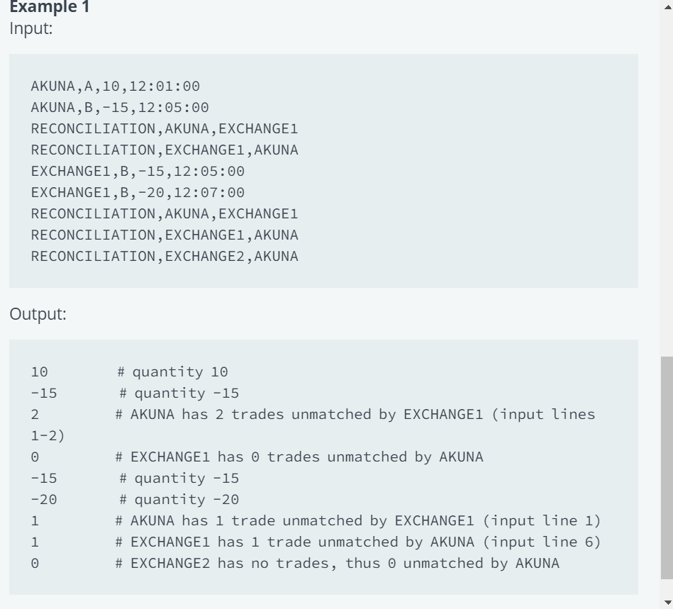 Solved 1. Trade Reconciliation - Parsing In order to verify | Chegg.com