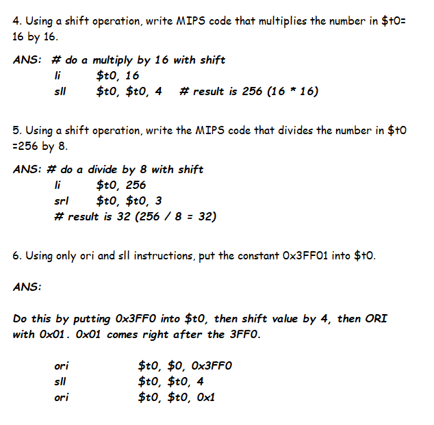Solved Write the MIPS instructions for the following | Chegg.com