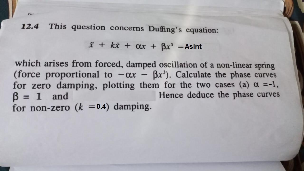 Solved Ple 12.4 This question concerns Duffing's equation: ë | Chegg.com