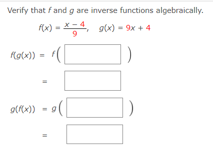 Solved Verify that f and g are inverse functions | Chegg.com