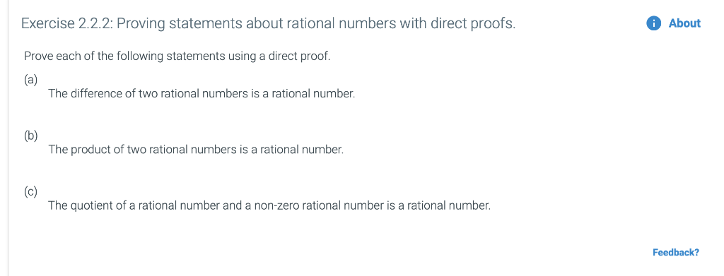 Solved Exercise 2.2.2: Proving statements about rational | Chegg.com