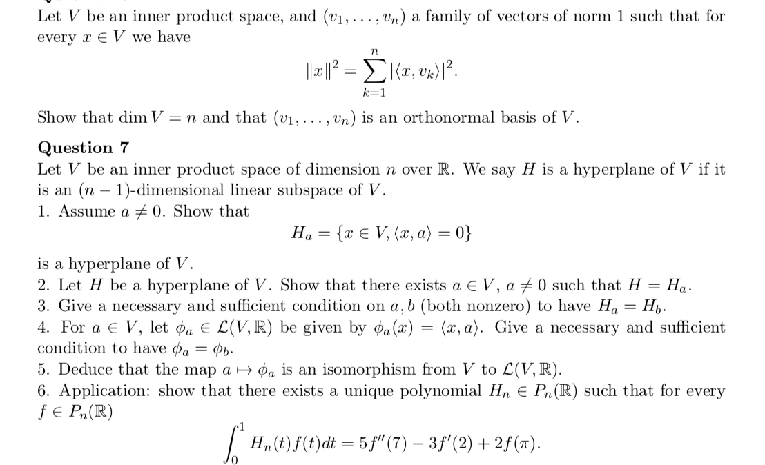 Solved Let V be an inner product space, and (v1, ...,Vn) a | Chegg.com