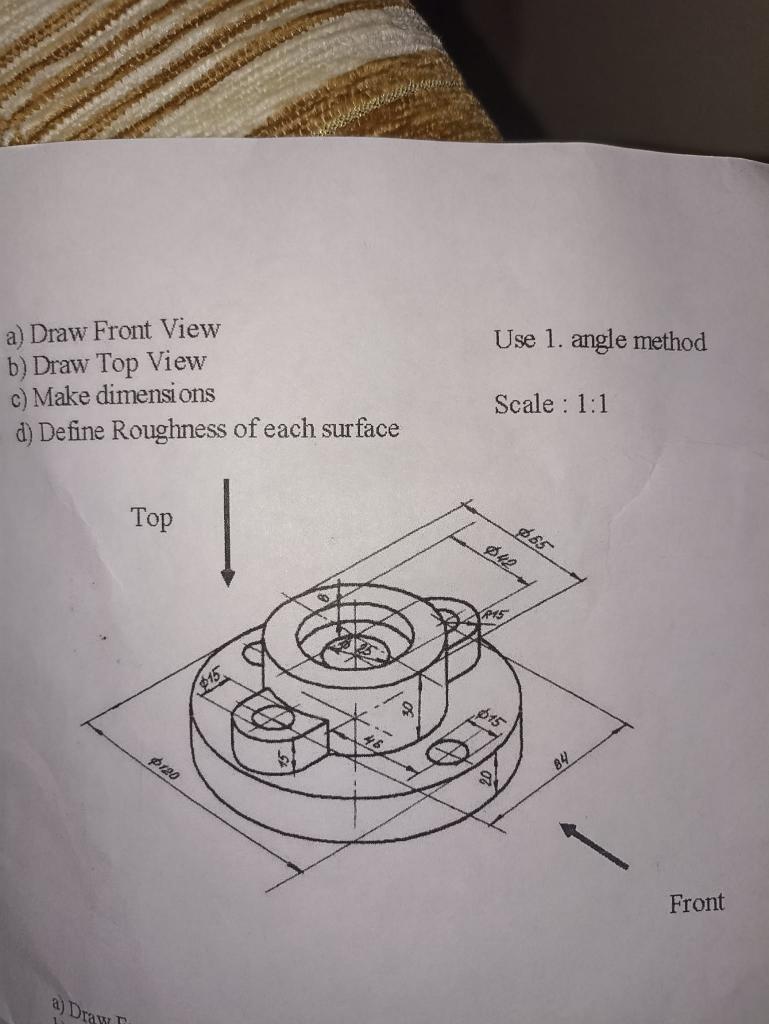 Solved Use 1. angle method a) Draw Front View b) Draw Top | Chegg.com