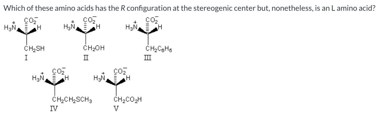 Solved Which of these amino acids has the R configuration at | Chegg.com