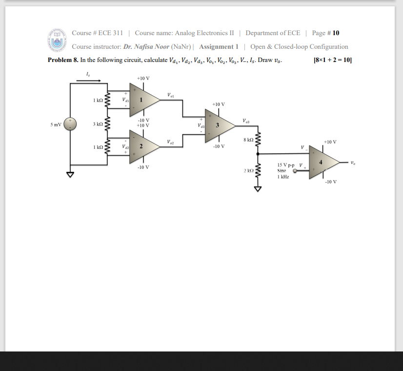 Solved Course # ECE 311 Course name: Analog Electronics II | | Chegg.com