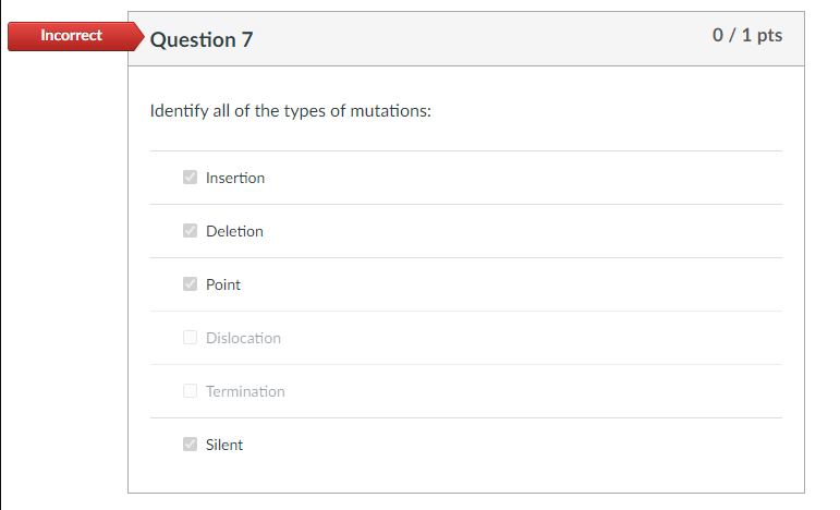 Solved Identify all of the types of mutations: Insertion | Chegg.com
