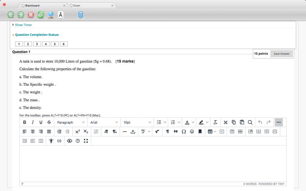 Solved Blackboard Exam X Ã Show Timer Question Completion | Chegg.com