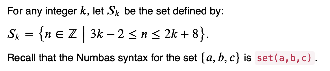 Solved For any integer k, let Sk be the set defined by: | Chegg.com