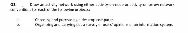 Q2. Draw an activity network using either | Chegg.com