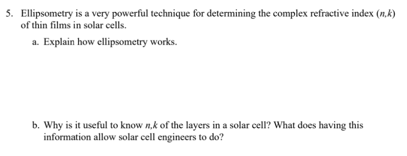 Solved Ellipsometry is a very powerful technique for | Chegg.com