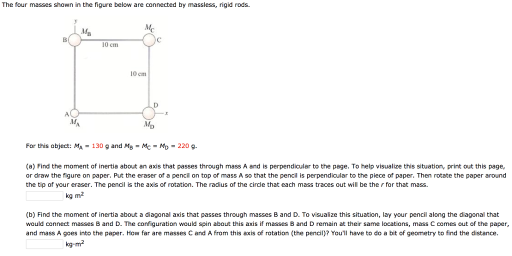 Solved The four masses shown in the figure below are | Chegg.com