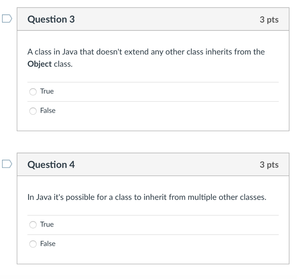 Solved Question 1 3 pts You use the Java key word extends to | Chegg.com