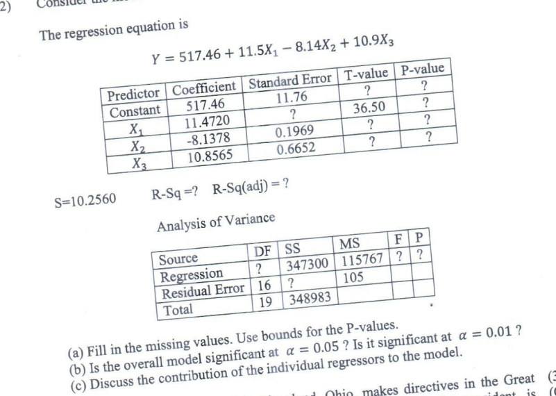 Solved The regression equation is | Chegg.com