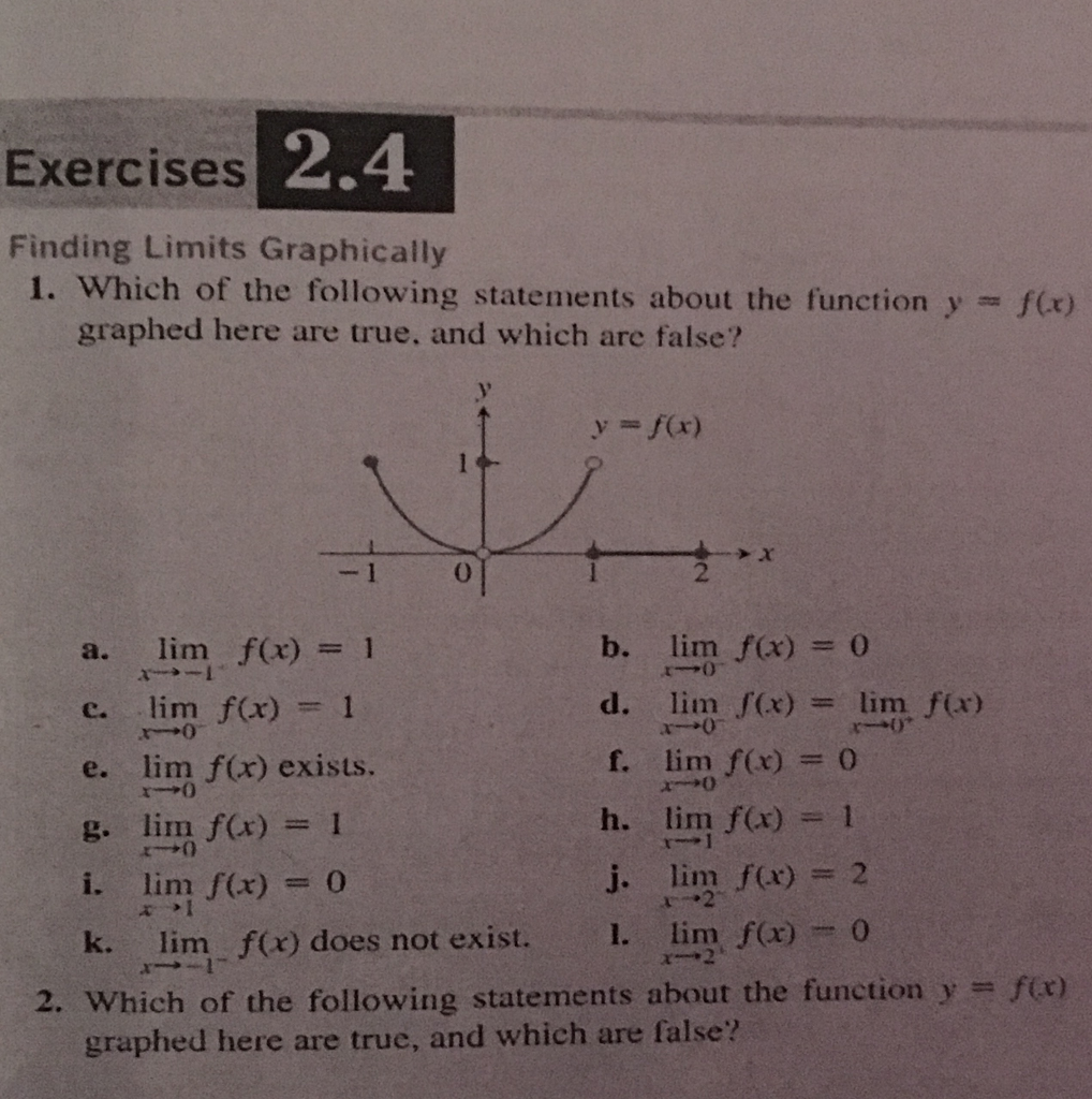 Solved Exercises 2.4 Finding Limits Graphically 1. Which of | Chegg.com Solved Exercises 2.4 Finding Limits Graphically 1. Which of | Chegg.com