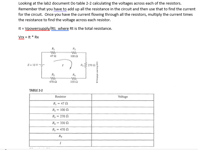 [Solved]: Looking at the lab2 document Do table ( 2-2