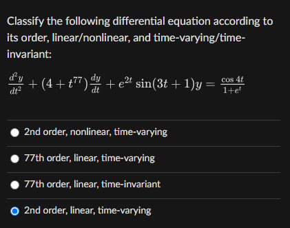 Solved Classify the following differential equation | Chegg.com