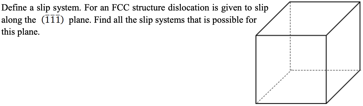Solved Define a slip system. For an FCC structure | Chegg.com