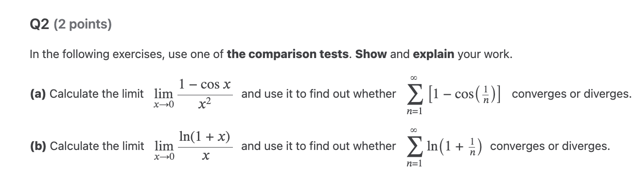 Solved Q2 (2 ﻿points)In ﻿the following exercises, use one of | Chegg.com