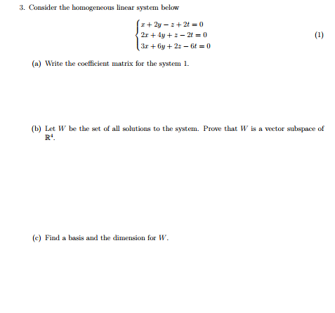 Solved Consider the homogeneous linear system | Chegg.com